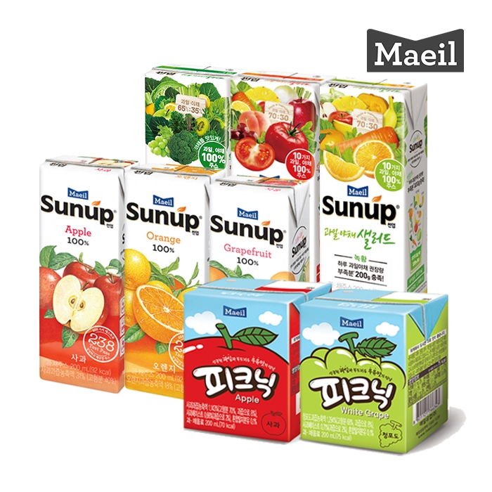 [매일] 피크닉 사과 200ml 48팩 외 청포도 그린 레드 사과 오렌지 자몽 티몬